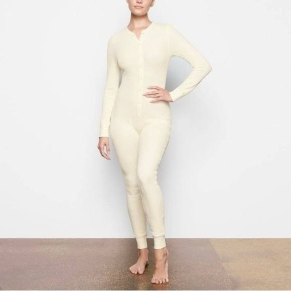 SKIMS | Intimates & Sleepwear | Skims Waffle Knit Onesie Jumpsuit Cream ...